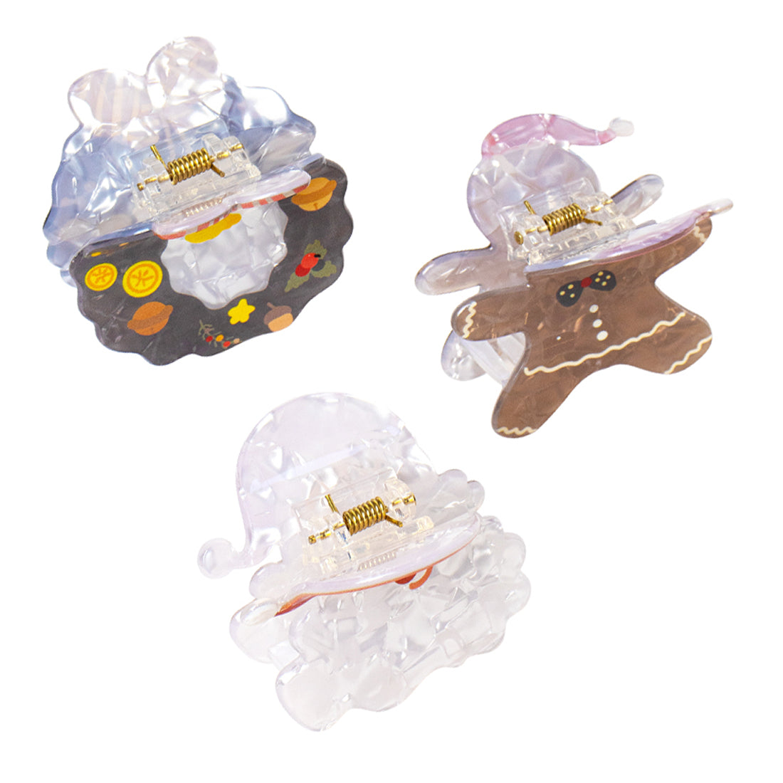 Christmas-Themed Hair Claw Clips - Festive Santa, Gingerbread & Wreath ...