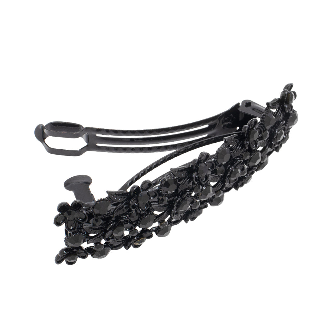 Black Floral Hair Barrette with Crystals For Girls – Radhu & Kabby